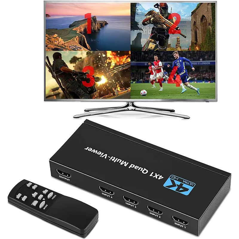 4K HDMI Quad Multi-viewer 4x1 HDMI Screen Segmentation Multi Screen ...