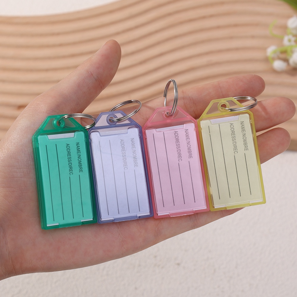Colorful Plastic Label Keychain Writable Mark Number Plate ID Addres ...