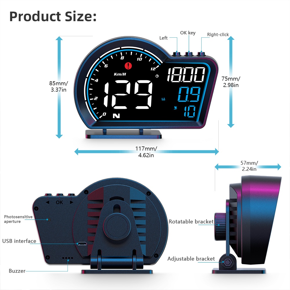 G16 Dual System Car HUD Display G-PS+OBD2 Smart Gauge High Definition ...