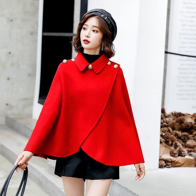 Woolen Coat Women's Cape-Style Short Woolen Coat | Shopee Philippines