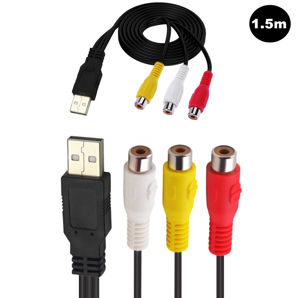 Signal Conversion Cable USB AM 2.0 Male to 3RCA Female Lotus Hole Audio ...