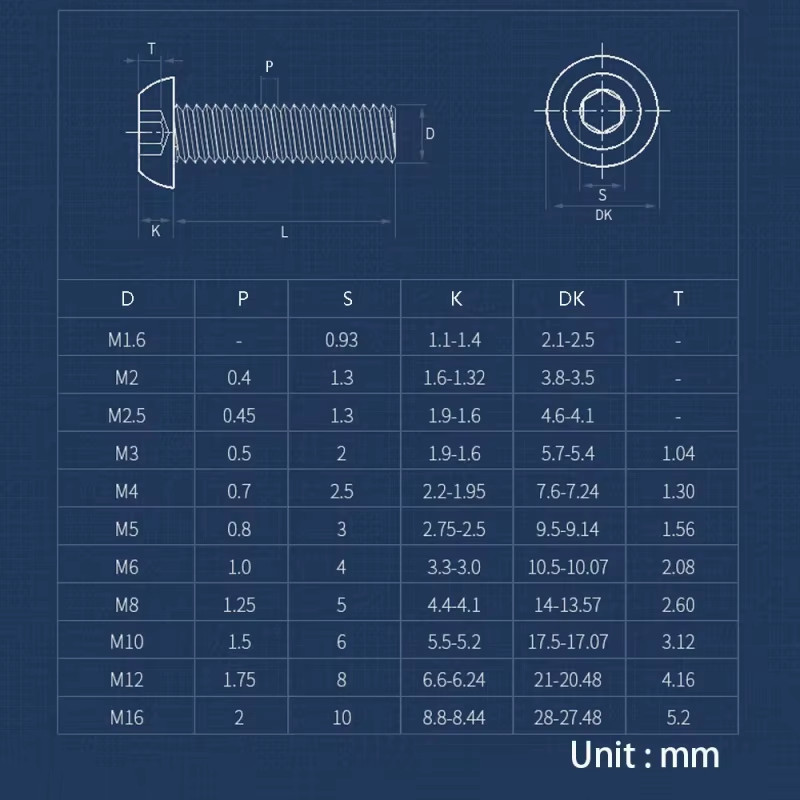 M6 M8 M10 M12 Grade 10.9 Nickel Plated Hex Socket Round Button Head ...