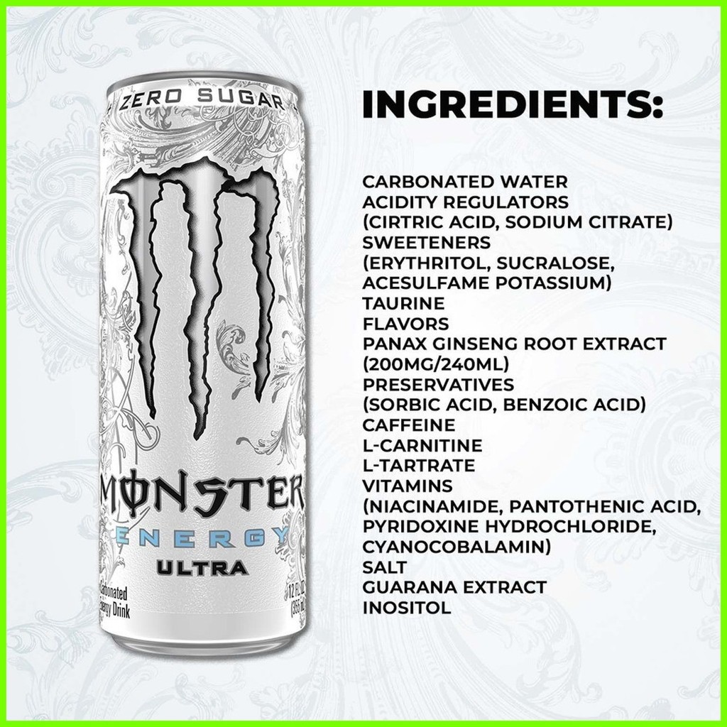 3 FREE SNICKERS] Monster Energy Ultra White 355ml - Pack of 2 | Shopee ...