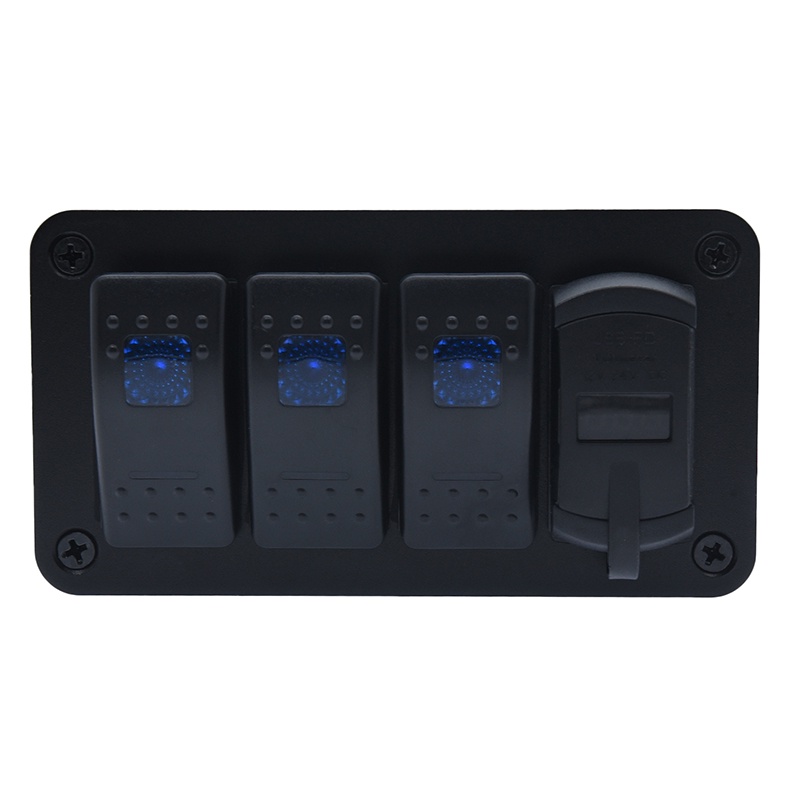 3+1 Gang Blue LED Rocker Switch Panel Kit Waterproof Marine Rocker ...
