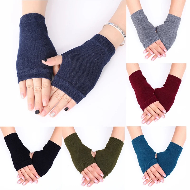 Y2K Fingerless Knitted Mittens Women Cosplay Anime Winter Arm Warmers ...