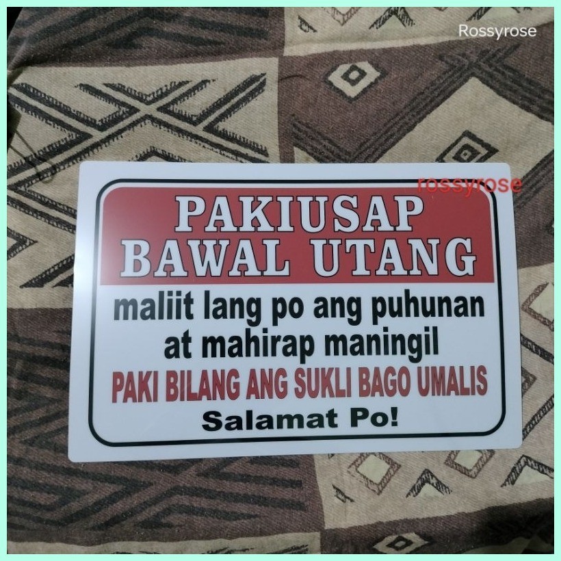PVC Pakiusap Bawal Utang Paki Bilang ang sukli Bago umalis PVC Plastic ...