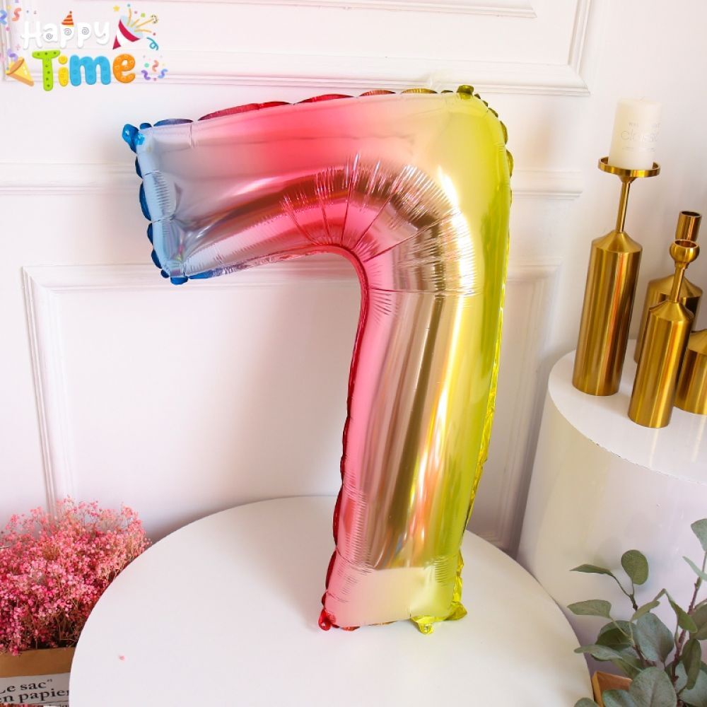 32inch Foil Balloon Gradient Rainbow Color Number Balloons Party ...