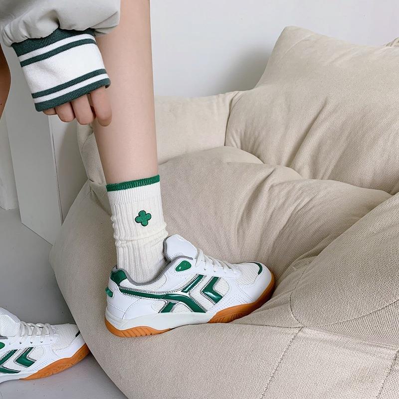 Green Socks Women's Mid-Tube Socks ins Trendy Pile Socks Japanese Retro ...