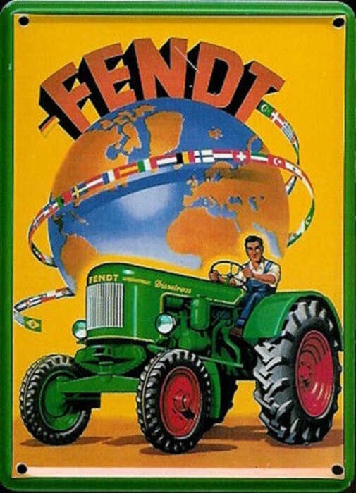Fendt Tractors Globe Retro Metal Tin Sign Poster Home Garage Plate Cafe ...