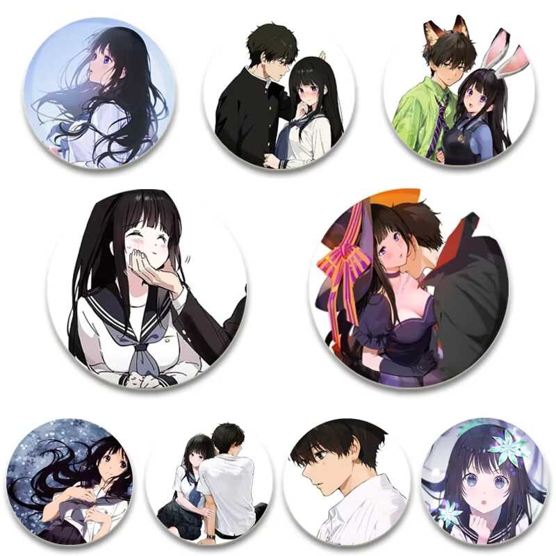 Anime Hyouka Pin Cartoon Figures Houtarou Eru Chitanda Tomoe Brooch ...