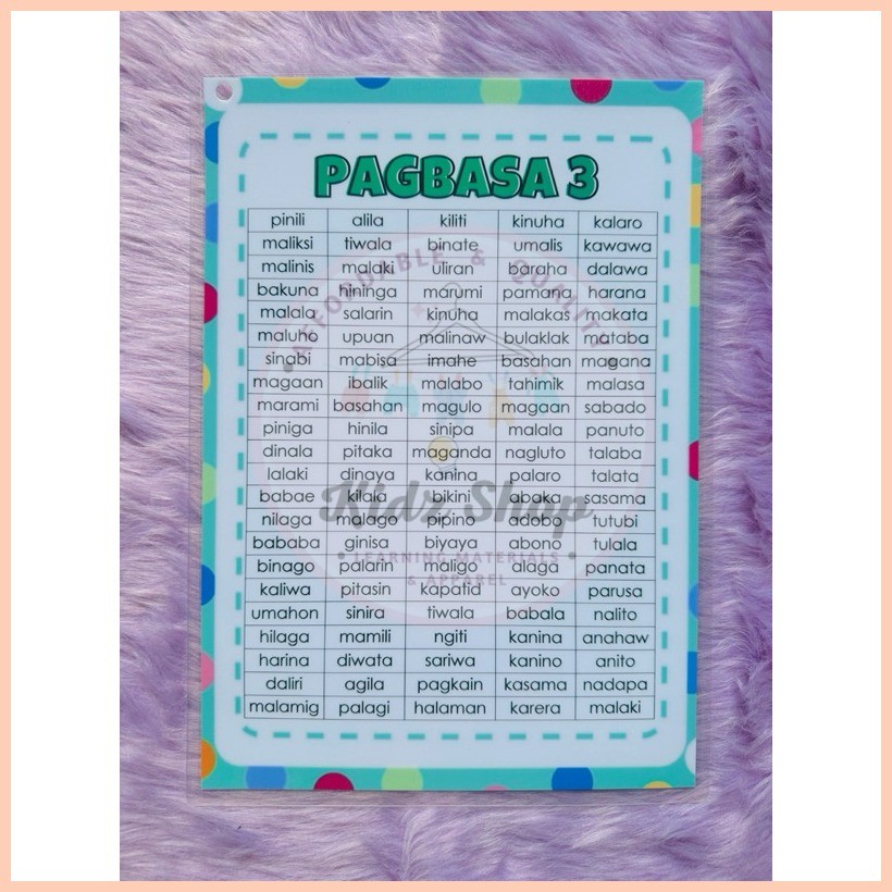 5pcs. PAGBASA EDUCATIONAL CHARTS LAMINATED a4 SIZE TAGALOG READING ...