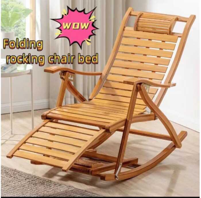 Balcony Folding Rocking Chair Bed With 150kg Load-Bearing Outdoor ...