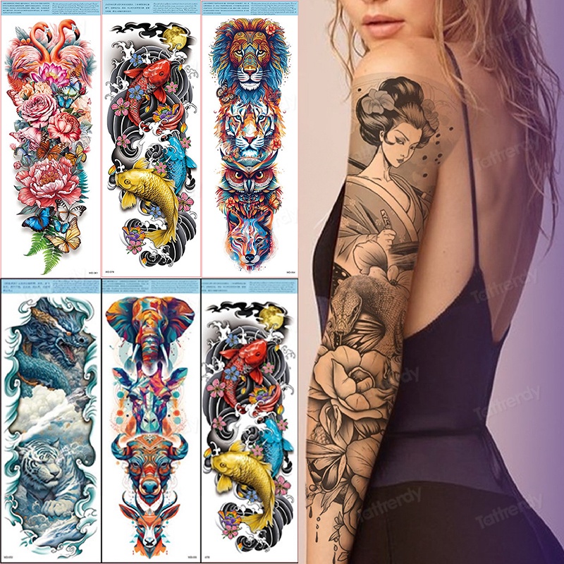 Large Size Temporary Tattoo Sticker Full Arm Sleeve Thigh Sexy Body Art ...