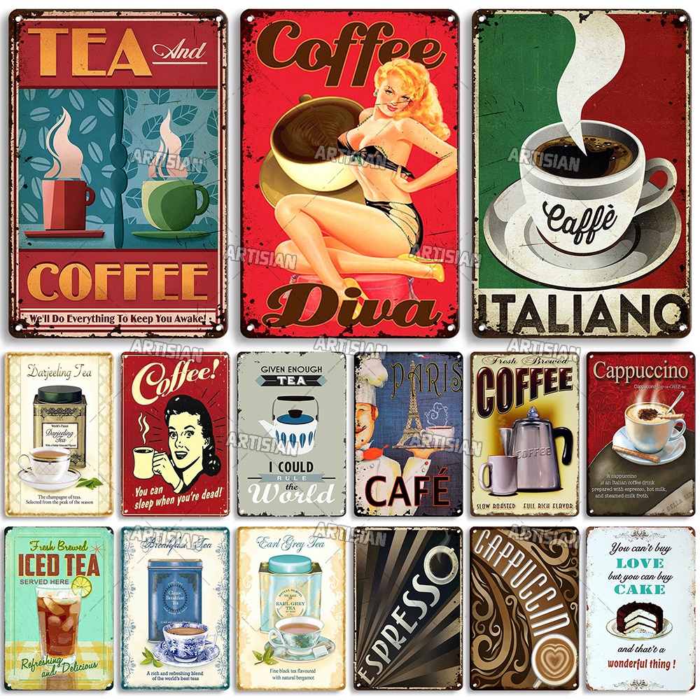2024 Rusty Coffee Metal Poster Decorative Classic Tea Metal Signs Home ...