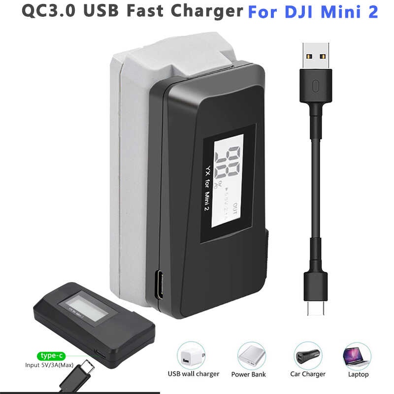 Para sa DJI Mini 2/SE QC3.0 Fast Charger Battery USB Charging Sa TYPE C ...