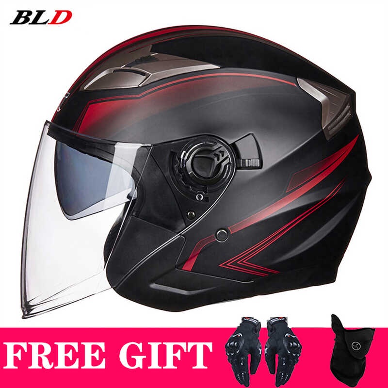 DOT Approved BLD Summer Cool Dual Lens Open Face Motorcycle Helmet ...