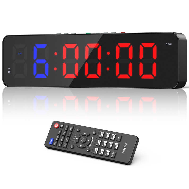 Seesii Gym Timer, Interval Workout Clock for Home Garage, Ultra-Clear 2 inch/3.5 inch LED Digit ...