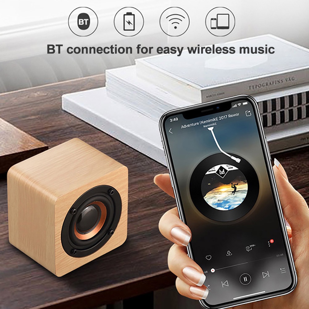 Q1 Wooden Wireless Bluetooth Speaker Mobile Portable Subwoofer Gift ...