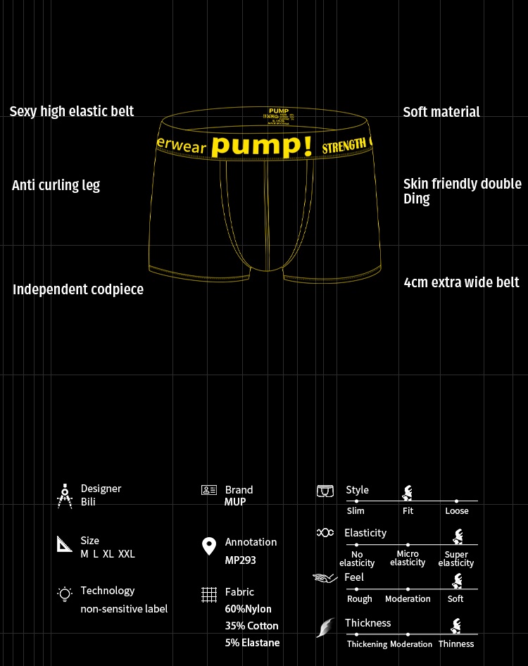 PUMP 2023 Mesh Sexy Men's Bikini Underpants Low Rise Gay Sexy Boxers ...