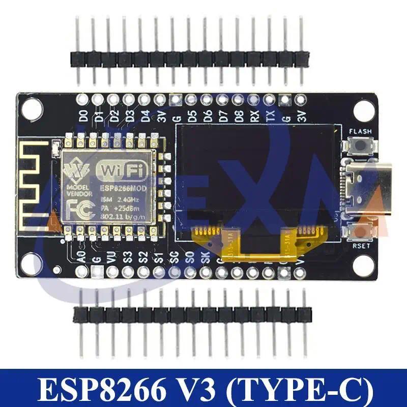 NodeMCU ESP8266 V3 Development Board With 0.96 Inch OLED Display CH340 ...