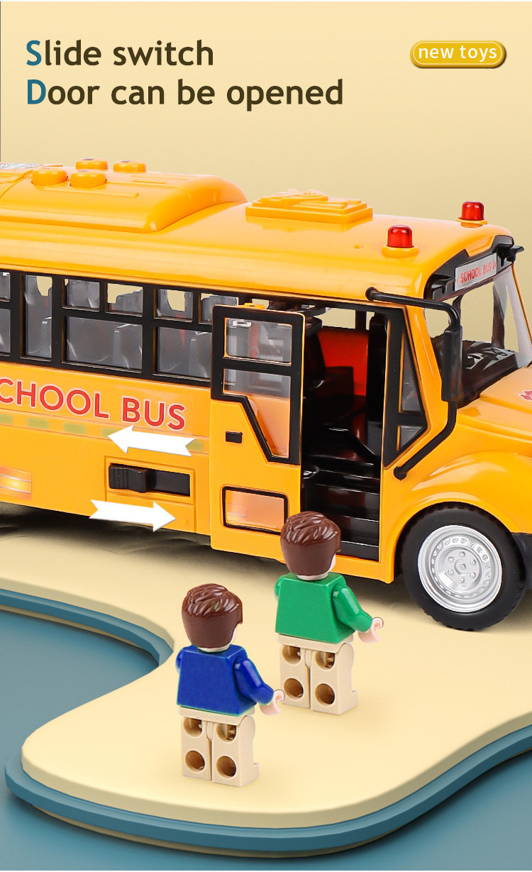 Big Size Simulation School Bus Toys Inertial Vehicle Diecast Model With ...