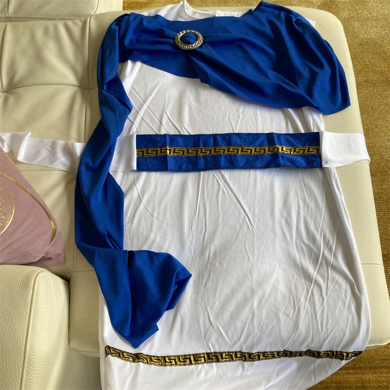 Greek God Zeus Cosplay Costume For Kids Boy White Blue Cape Cloak Gown ...