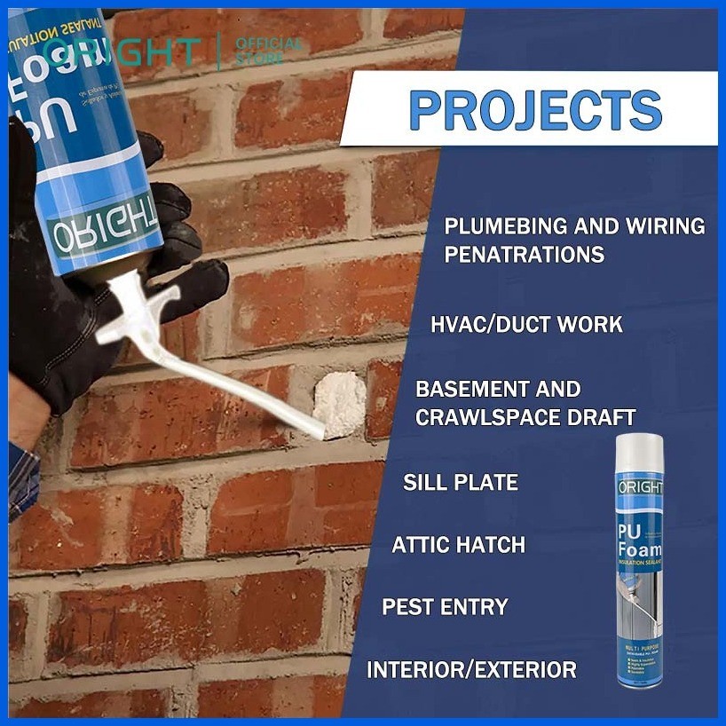 ∏ Oright Vira Polyurethane Foam PU Foam Spray Fills Cracks And Joints, Gaps Around Pipes, Vents ...
