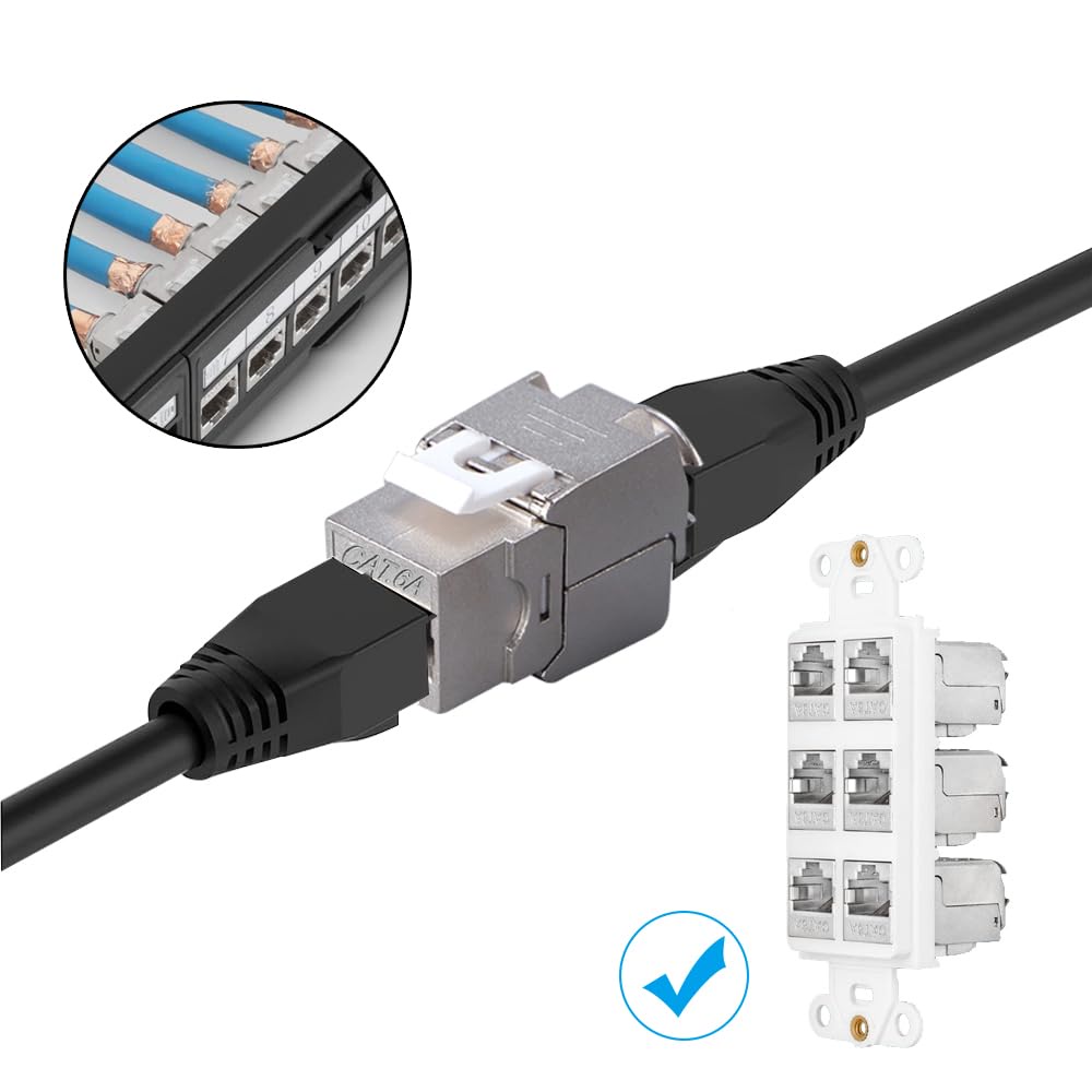 ZoeRax 1PCS Cat6a Cat7 Keystone Jack Cat7 RJ45 STP Tool-Less Type Zinc ...