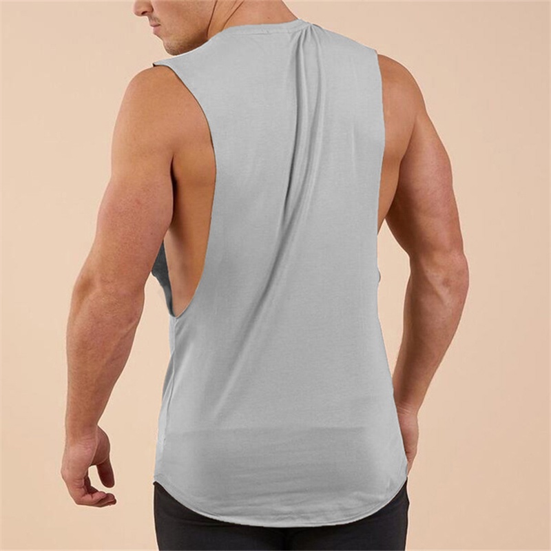Men Solid Cotton Bodybuilding Clothes Fitness Casual Singlet Workout ...