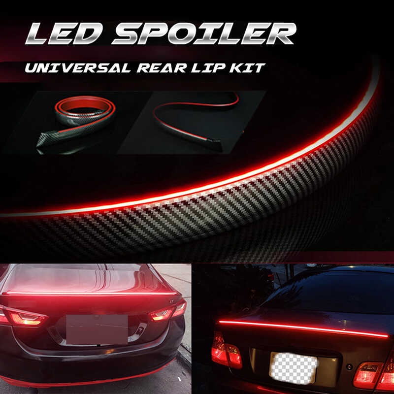 Universal Black Carbon Fiber Multifunction Trunk Spoilers LED Light ...