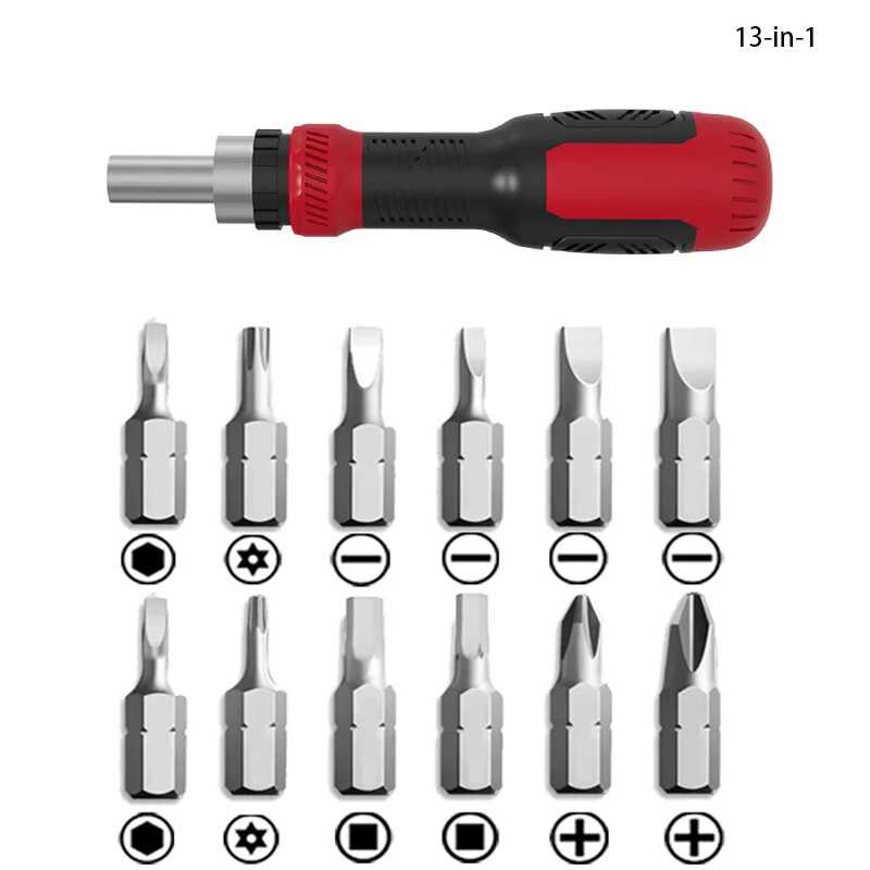13-in-1 Ratcheting Screwdriver Set All in One with Flat Head, Phillips ...