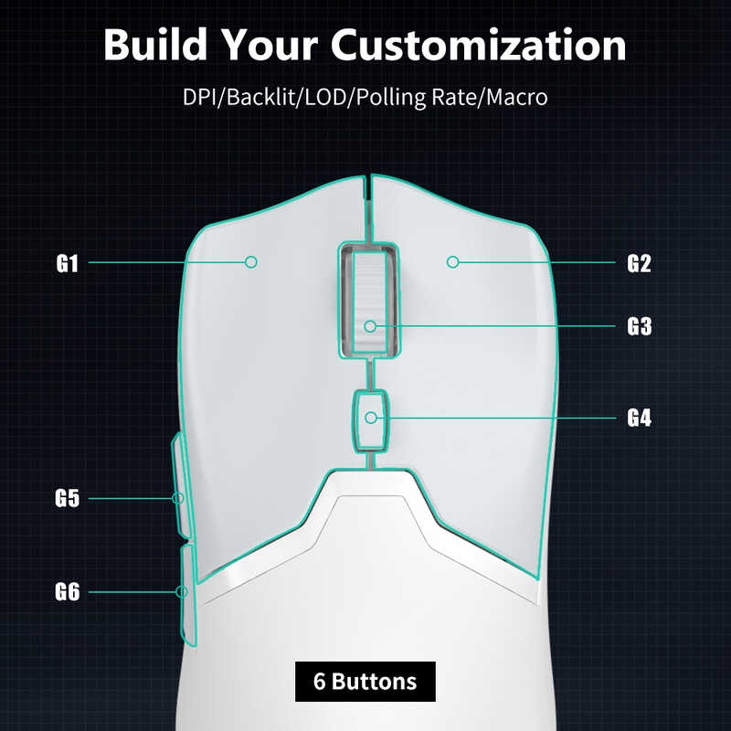 Delux M800 PRO PAW3370 White Wireless Gaming Mouse Wired Programmable Ergonomic Mice Type C ...