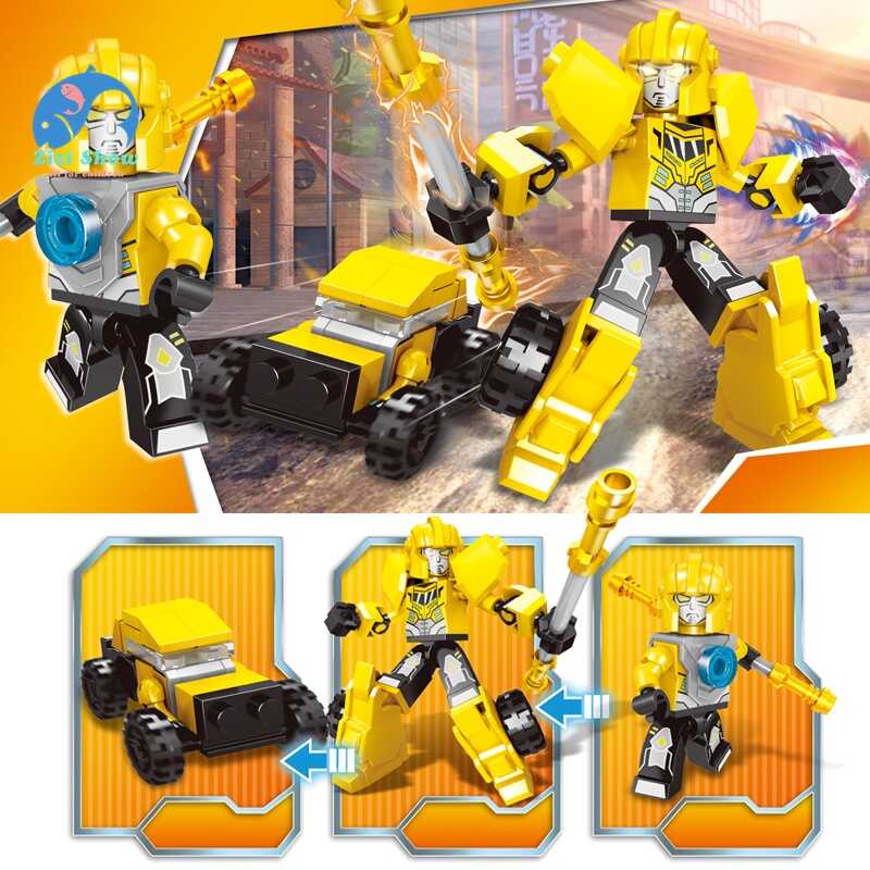 8Pcs [Leyu] Action Mini Figure Transformers Building Blocks Compatible Lego Deformation Robot ...