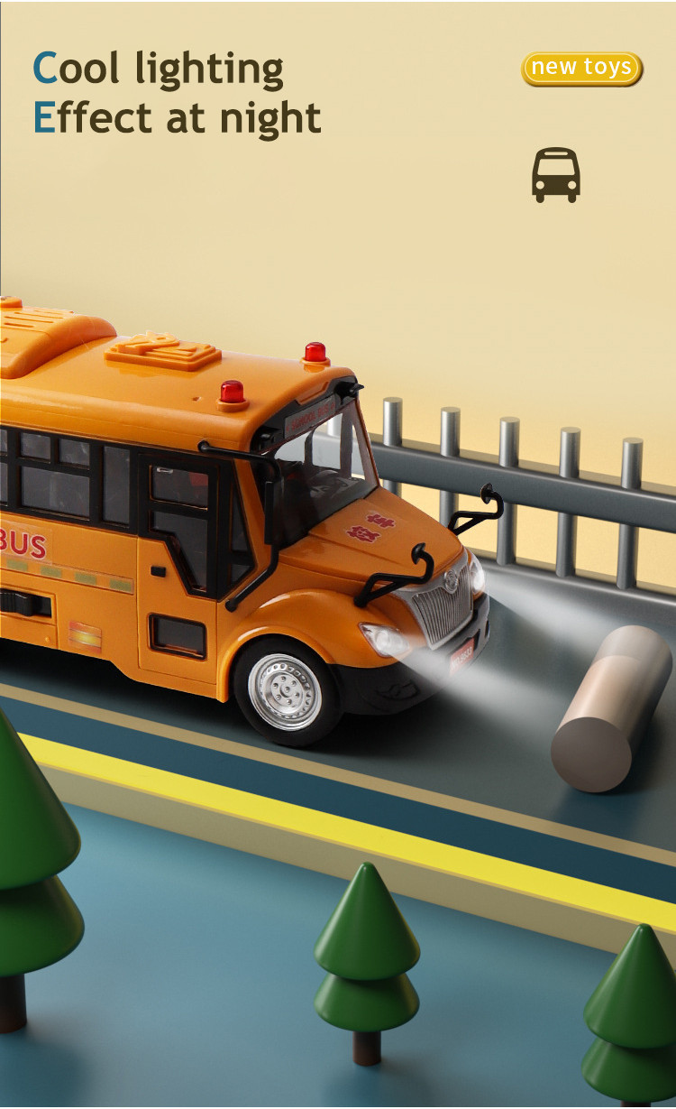 Big Size Simulation School Bus Toys Inertial Vehicle Diecast Model With ...