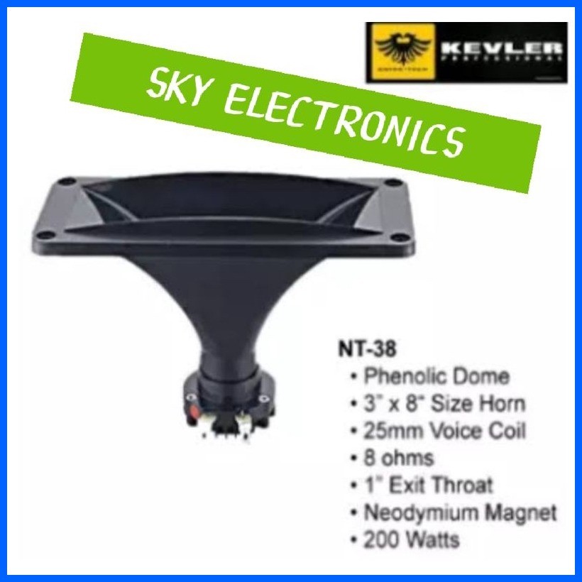 ⊙ ﹊ KEVLER NT-38 TWEETER NEODMIUM COMPRESSION DRIVER(FREE CAPASITOR ...