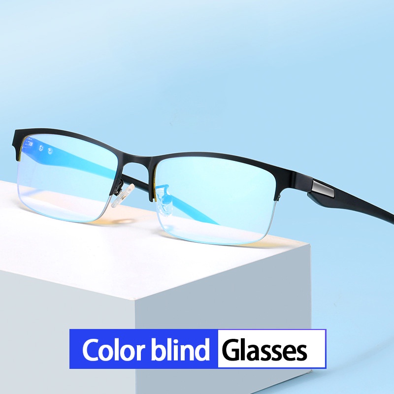 Trendy Color Blind Eyeglasses Fashion Square Glasses Red Green Blind ...