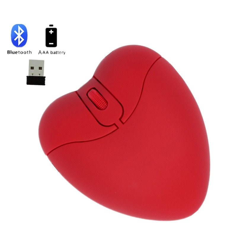 Wireless Optical Mouse 2.4Ghz Bluetooth Dual Mode Mouse Cute Love Heart ...