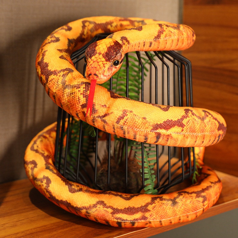 1pc 160cm/200cm Giant Snakes Plush Toy Simulation Long Golden Python ...