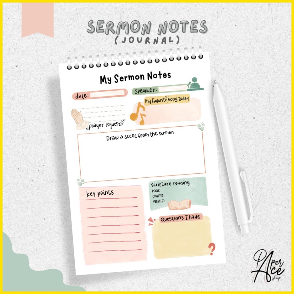 ⚽︎ § ⊙ Sermon Note | Sermon Summary Note | Bible Journal | Worksheet ...