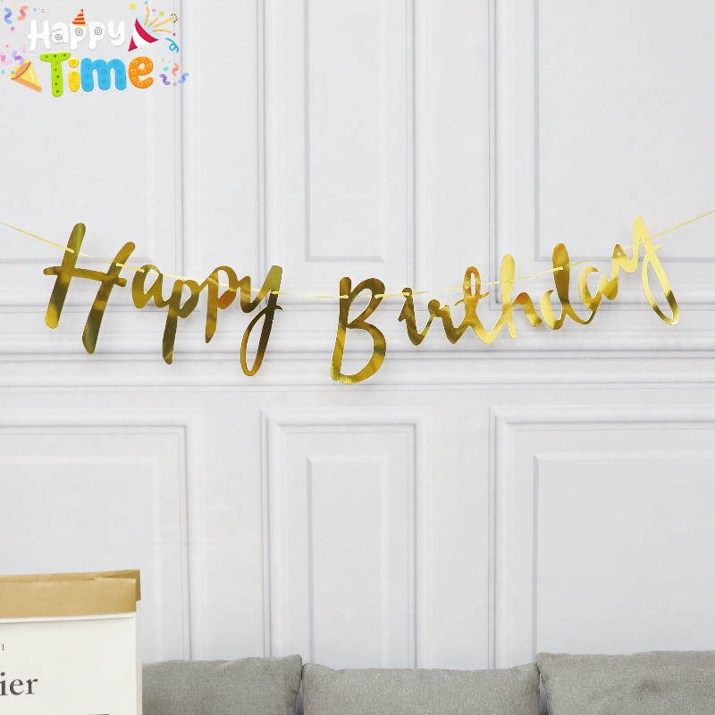 Paper Banner Flags With LED Light Happy Birthday Banner Wall Background ...