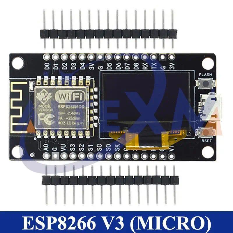 NodeMCU ESP8266 V3 Development Board With 0.96 Inch OLED Display CH340 ESP-12F Module TYPE-C USB ...