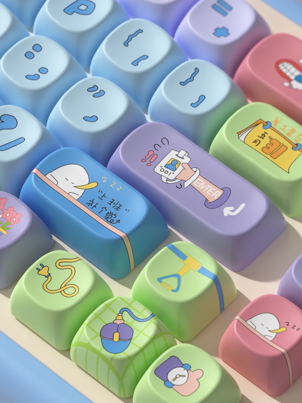 PBT Work Egg Cute Cartoon Theme Keycaps MOA Height Cute Creative ...