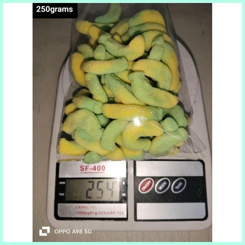 gummy repack 250 grams ( mango cubes gummy bear cterpilar , heart ...