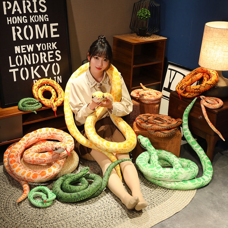 1pc 160cm/200cm Giant Snakes Plush Toy Simulation Long Golden Python ...