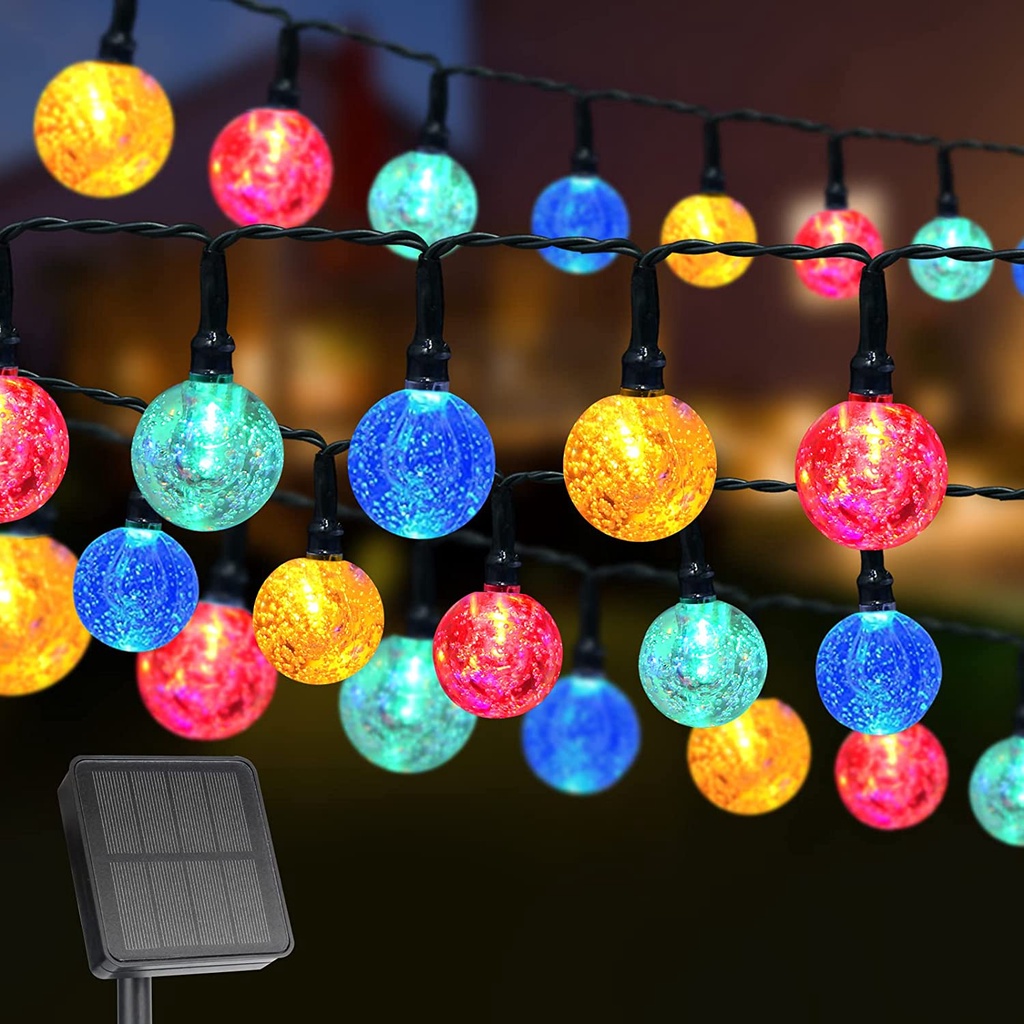Lights String Outdoor Waterproof LED Christmas Solar Power Crystal ball ...