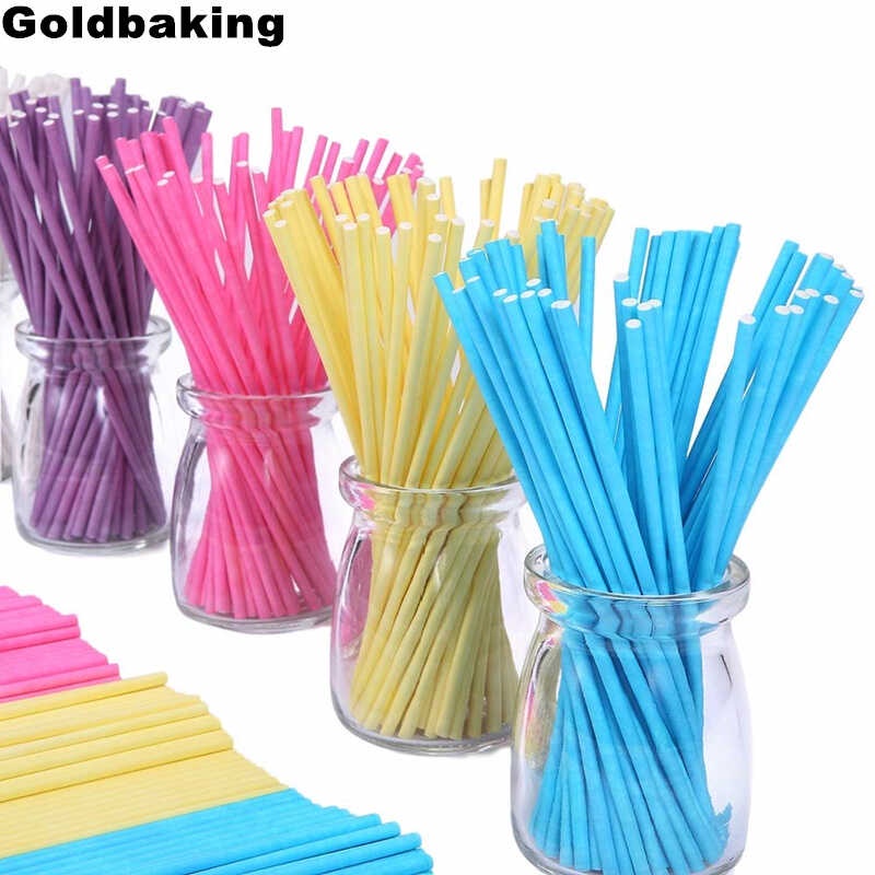 Goldbaking Colored Paper Lollipop Sticks 6 Inch Cake Pop Sticks 50 ...