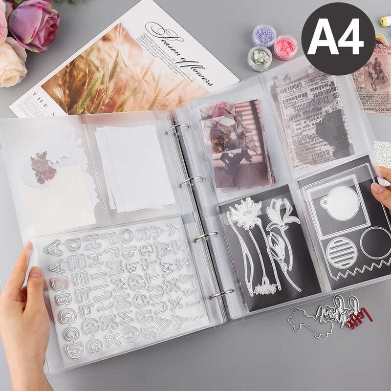 A4 Size Die Storage Book Binder Album Plastic Envelopes Storage Pockets ...