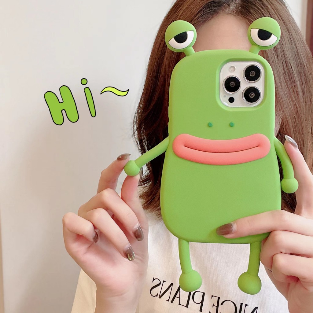 Liquid silicone super protective case with green sausage mouth frog ...