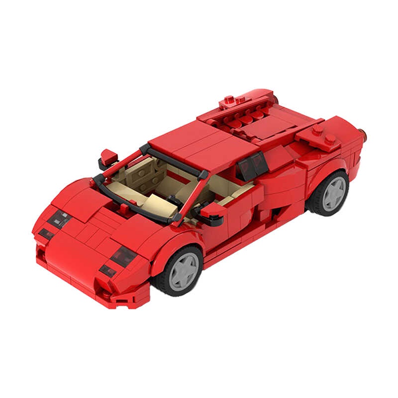 MOC Mini Supercar Countach Lp5000 Qv-Red Racing Car Diablo 6.0 Building ...