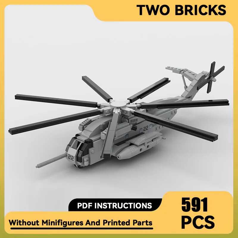 Military Aircraft Model Moc Building Bricks 1:72 Scale Ch-53E Helicopter Technology Blocks Gift ...